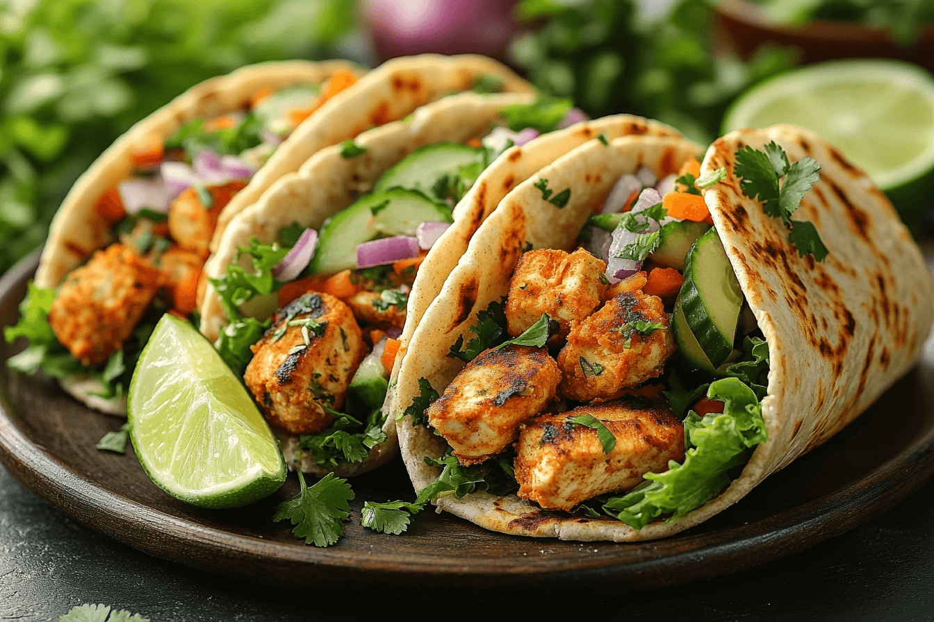 Quick Chicken Pitta Pockets with Hummus Drizzle in Bali